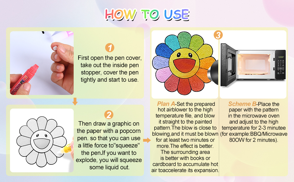 DIY Bubble Popcorn Drawing Pens,Magic Puffy Pens,Color Paint Pen Set ...