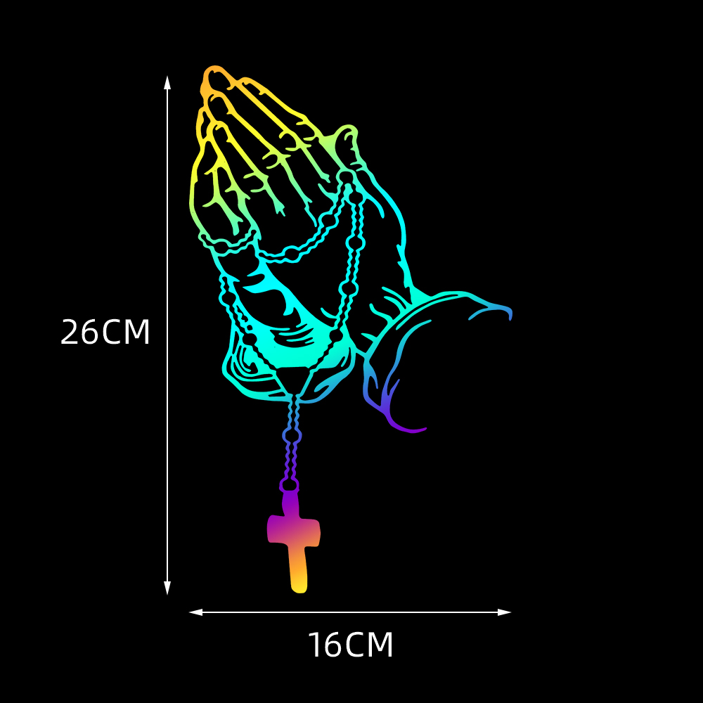 Trendy New 1 PC Car Praying Hands with Rosary Sticker Decals ...