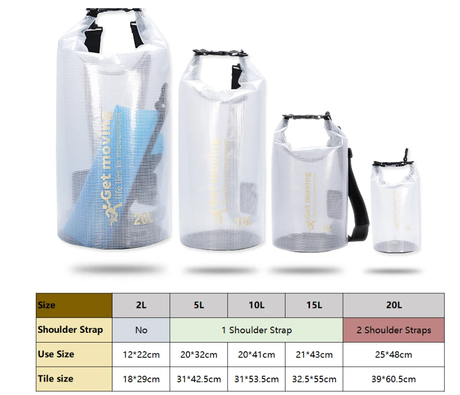 2L Drifting PVC Mesh Bags Outdoor Swimming Dry Bag Lightweight ...
