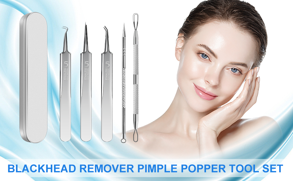 Acne Treatment Kit Blackhead Removal Tool Needle Tweezers Facial ...