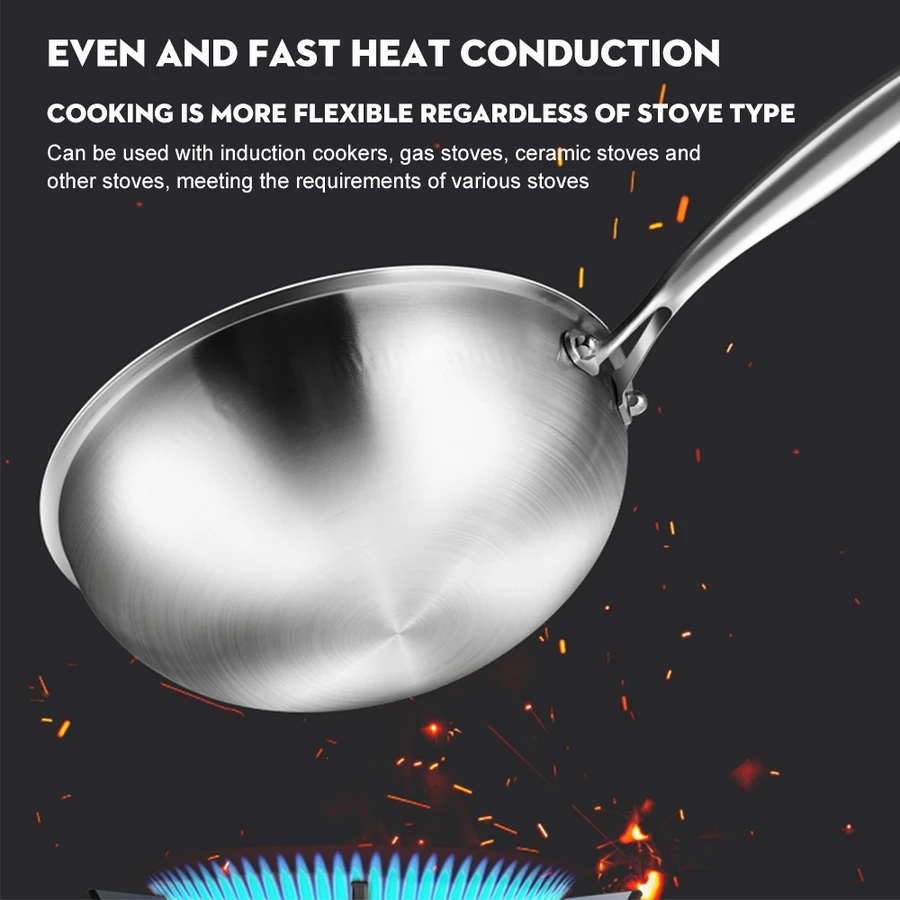 German Pure Titanium Wok Uncoated Scale Hammer Pattern Titanium Wok ...