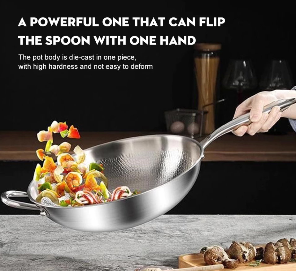 German Pure Titanium Wok Uncoated Scale Hammer Pattern Titanium Wok ...