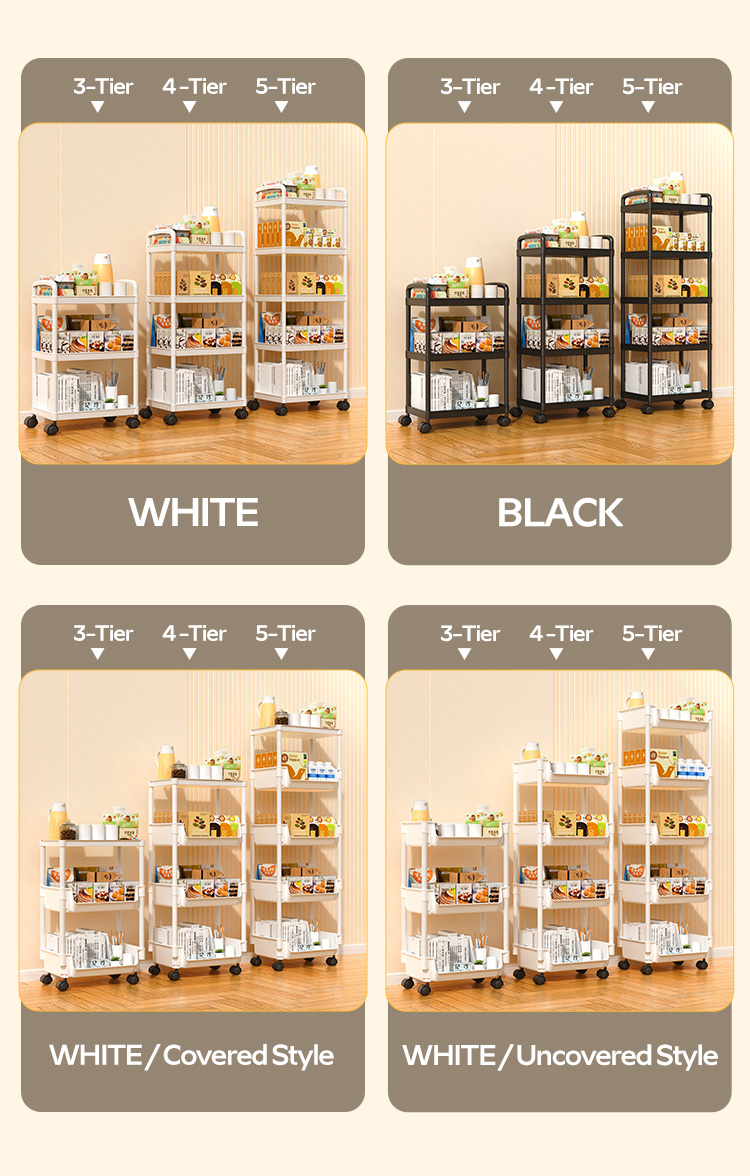 3/4/5 layer Moving Rack Trolley Cart organizer kitchen Shelf rack ...