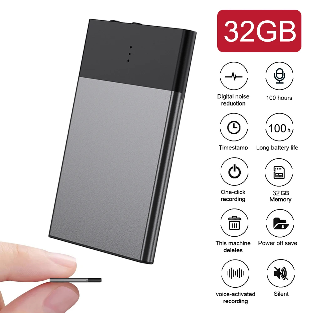 Ultra Thin Digital Voice Recorder Professional Dictaphone Voice ...