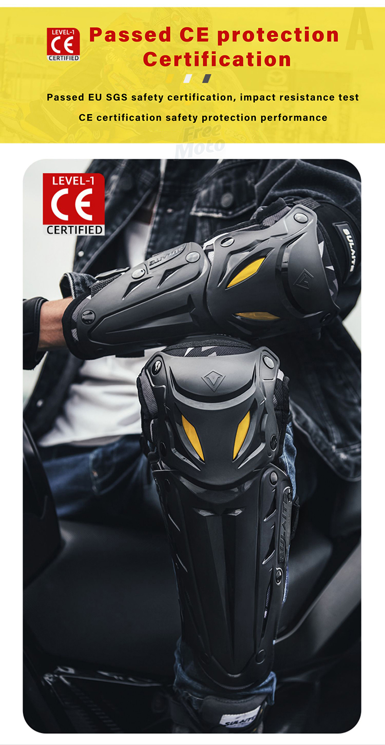 SULAITE Motorcycle Knee Shin Guard Pads Men Anti-Slip 2 in 1 Adjustable ...