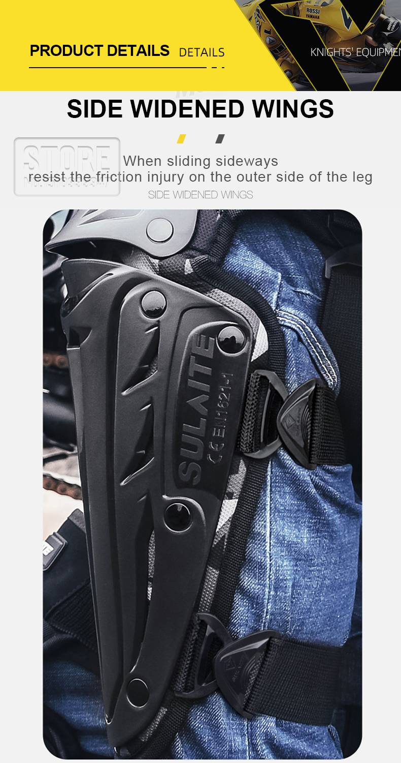 SULAITE Motorcycle Knee Shin Guard Pads Men Anti-Slip 2 in 1 Adjustable ...