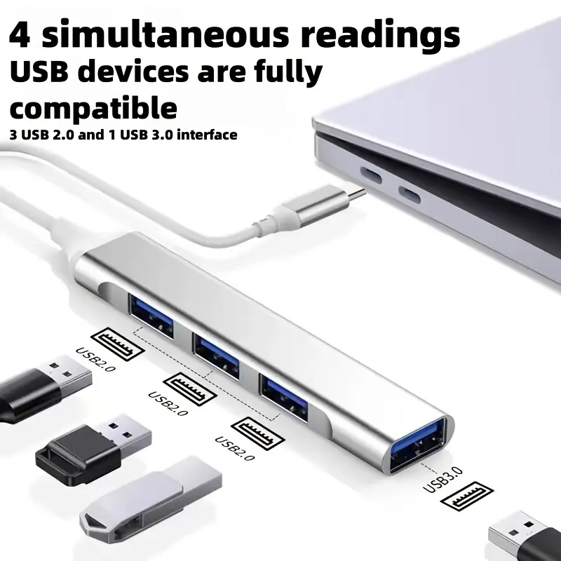 Trendy New Type-C HUB Adapter, 4-in-1 USB Port for High-Speed Data ...