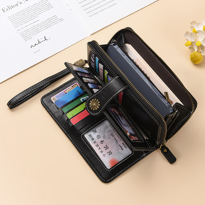 RFID Blocking Women Wallet Long Zippered Multi Functional Purse High ...