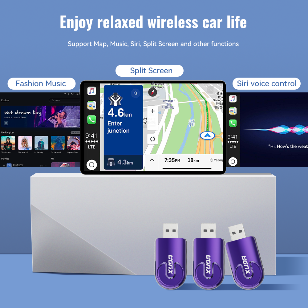 XUDA NEW 2in1 Wireless CarPlay Android Auto Wireless Adapter Smart USB ...
