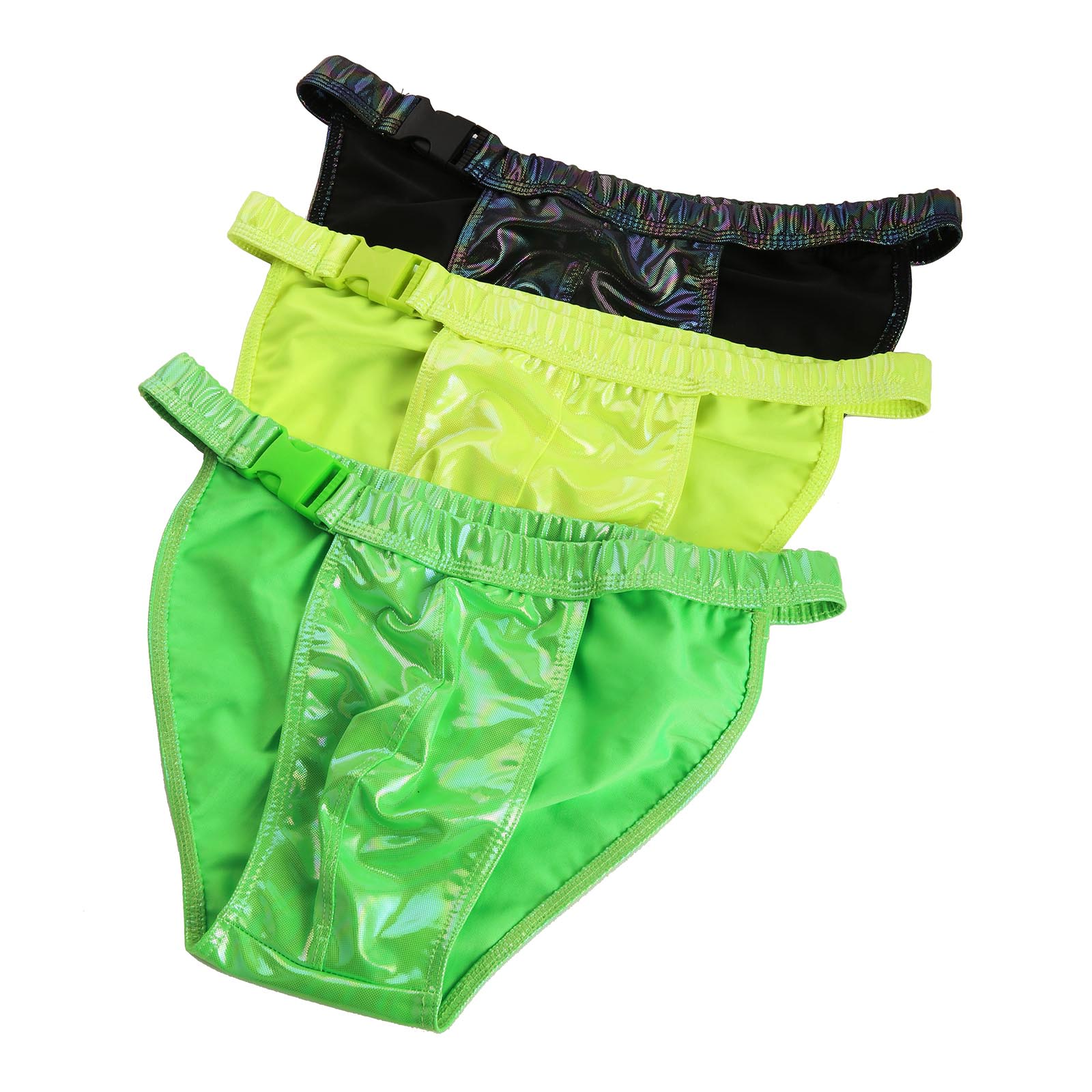 Briefs For Men Faux Leather Shining Side Buckles Swimming Trunks ...