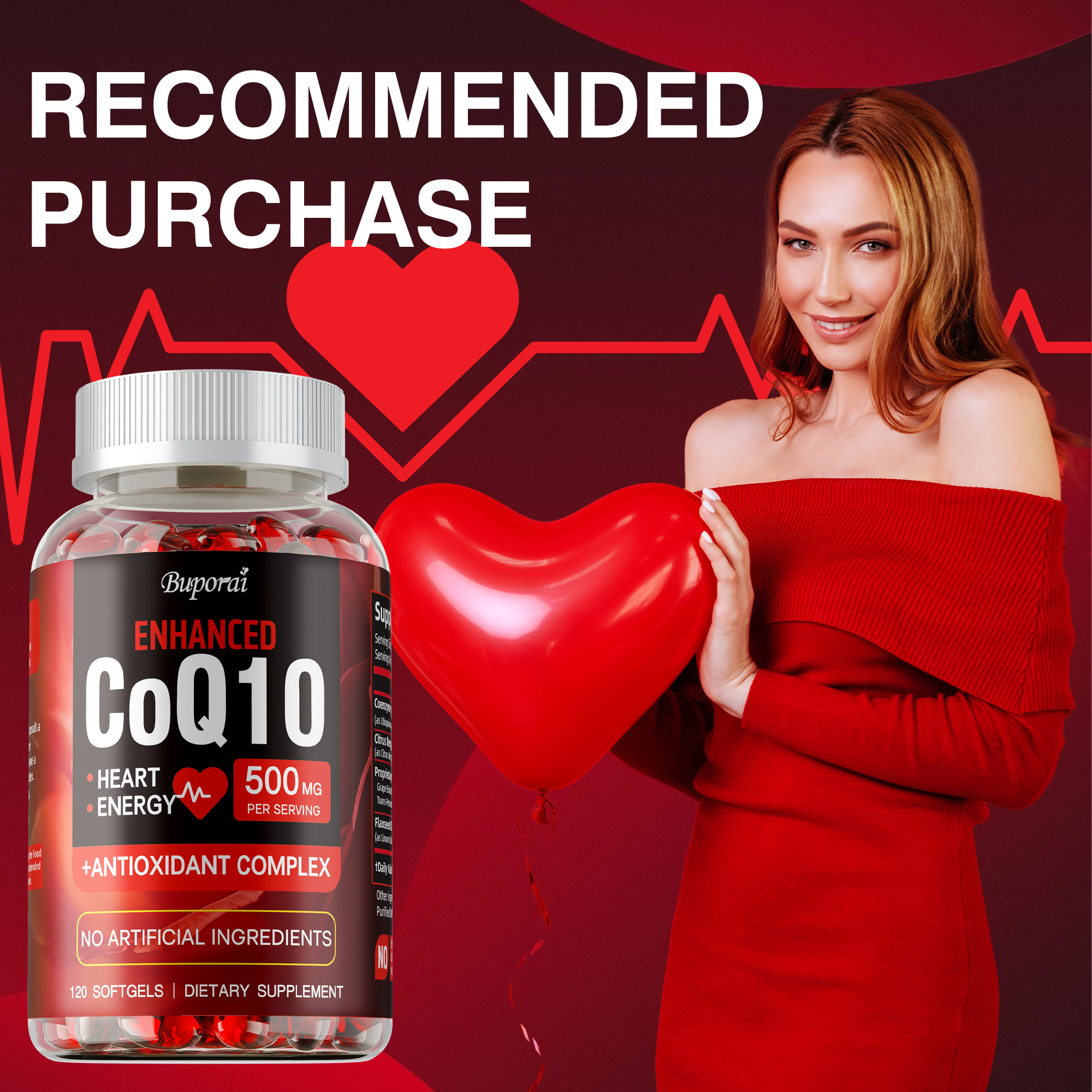 High Absorption CoQ10 500MG - Co Q 10 Supplement 120 Softgels for Heart ...