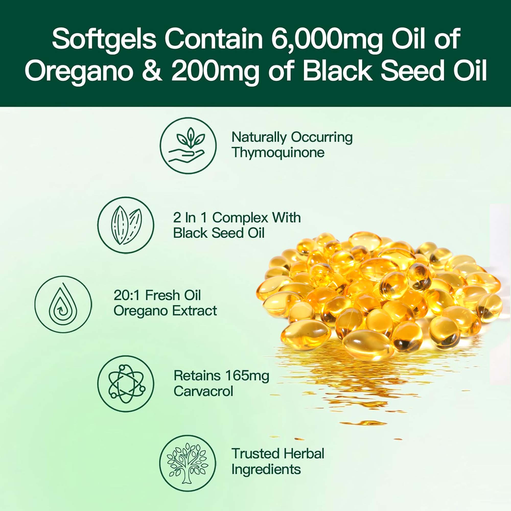Oil of Oregano Capsules, Balanced Oil of Oregano with Black Seed Oil ...