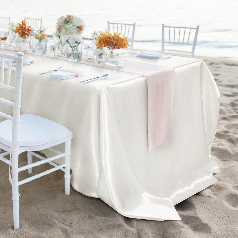 【Satin】145*220Cm Alas Meja Simple Modern Table Cloth Solid Banquet ...