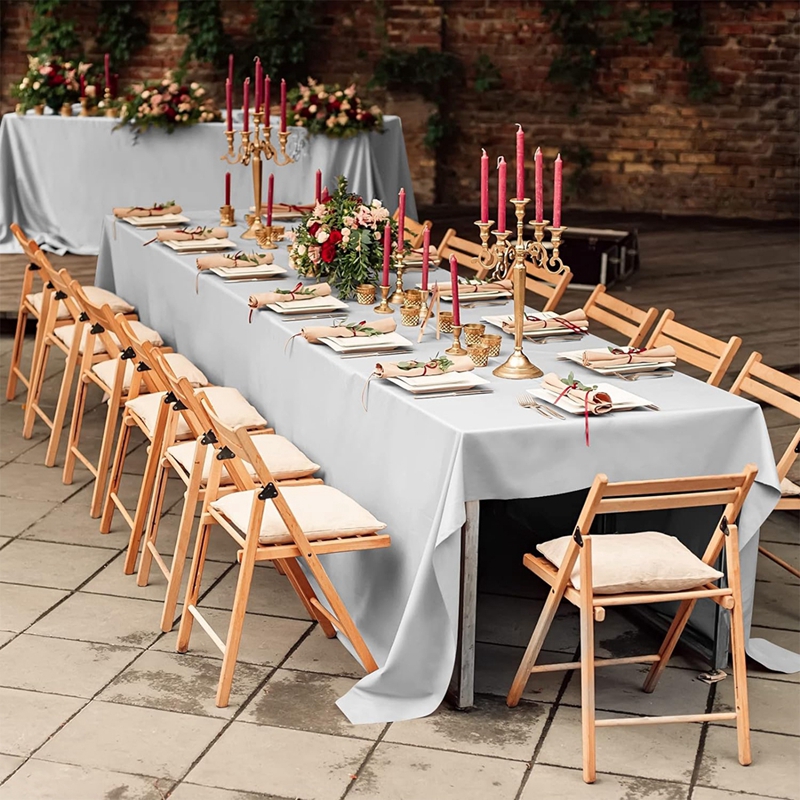 【Satin】145*220Cm Alas Meja Simple Modern Table Cloth Solid Banquet ...