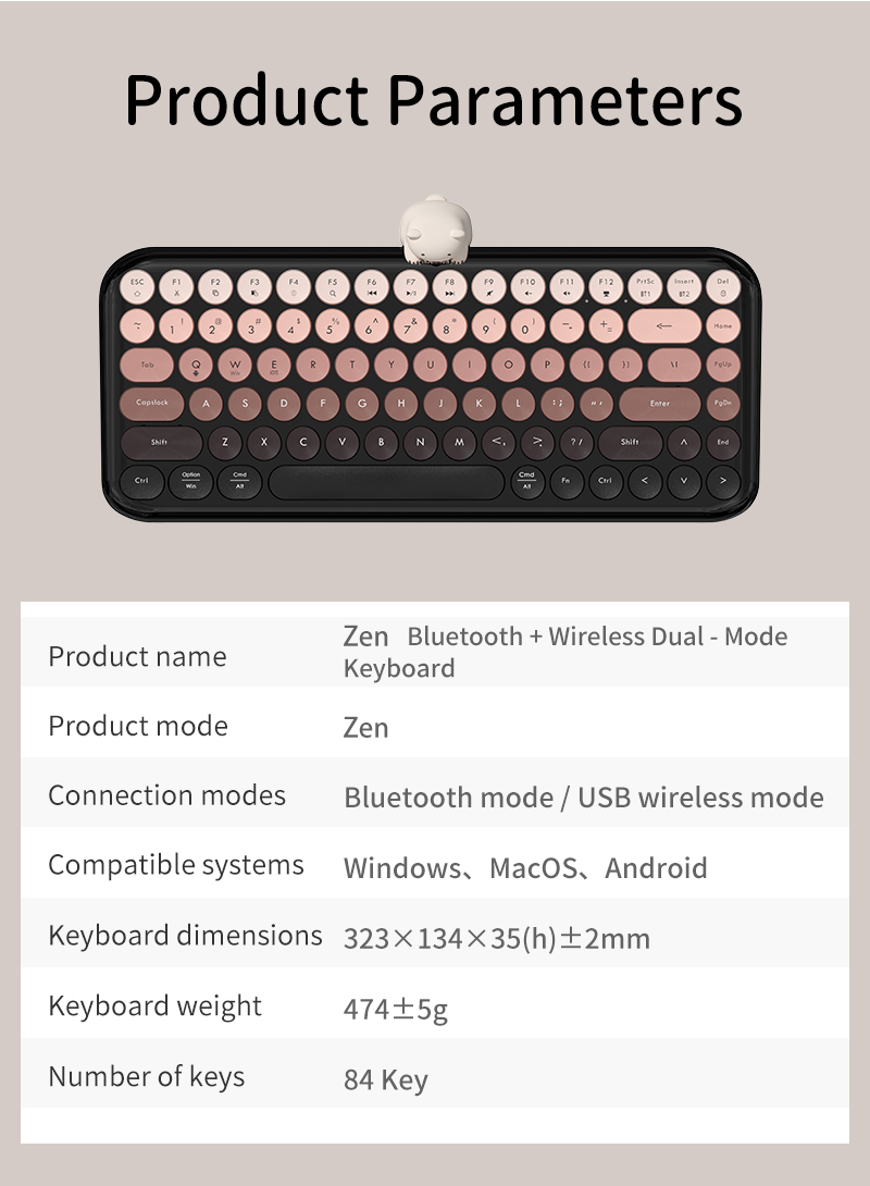 HOCO Zen Bluetooth & USB Wireless Keyboards Dual Mode Connection ...