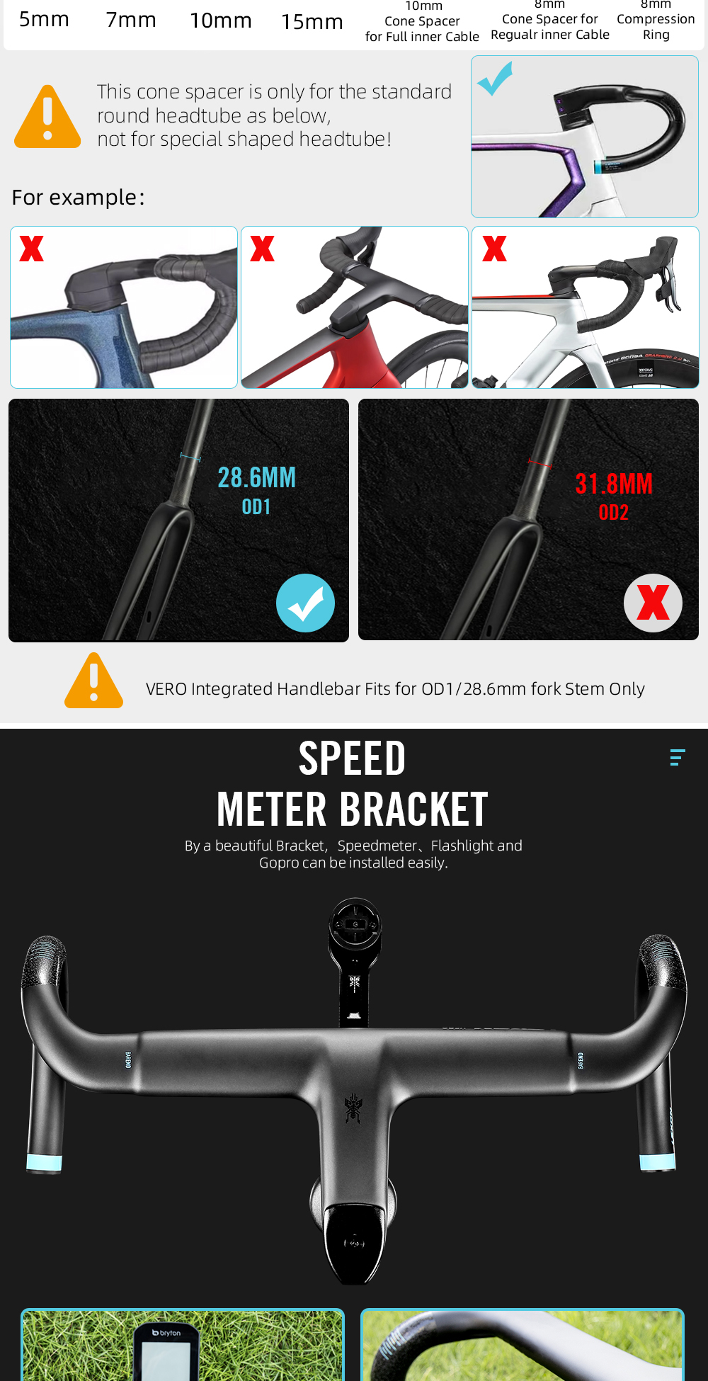 LEXON VERO Super Light Integrated Carbon Road Handlebars Full Inner ...