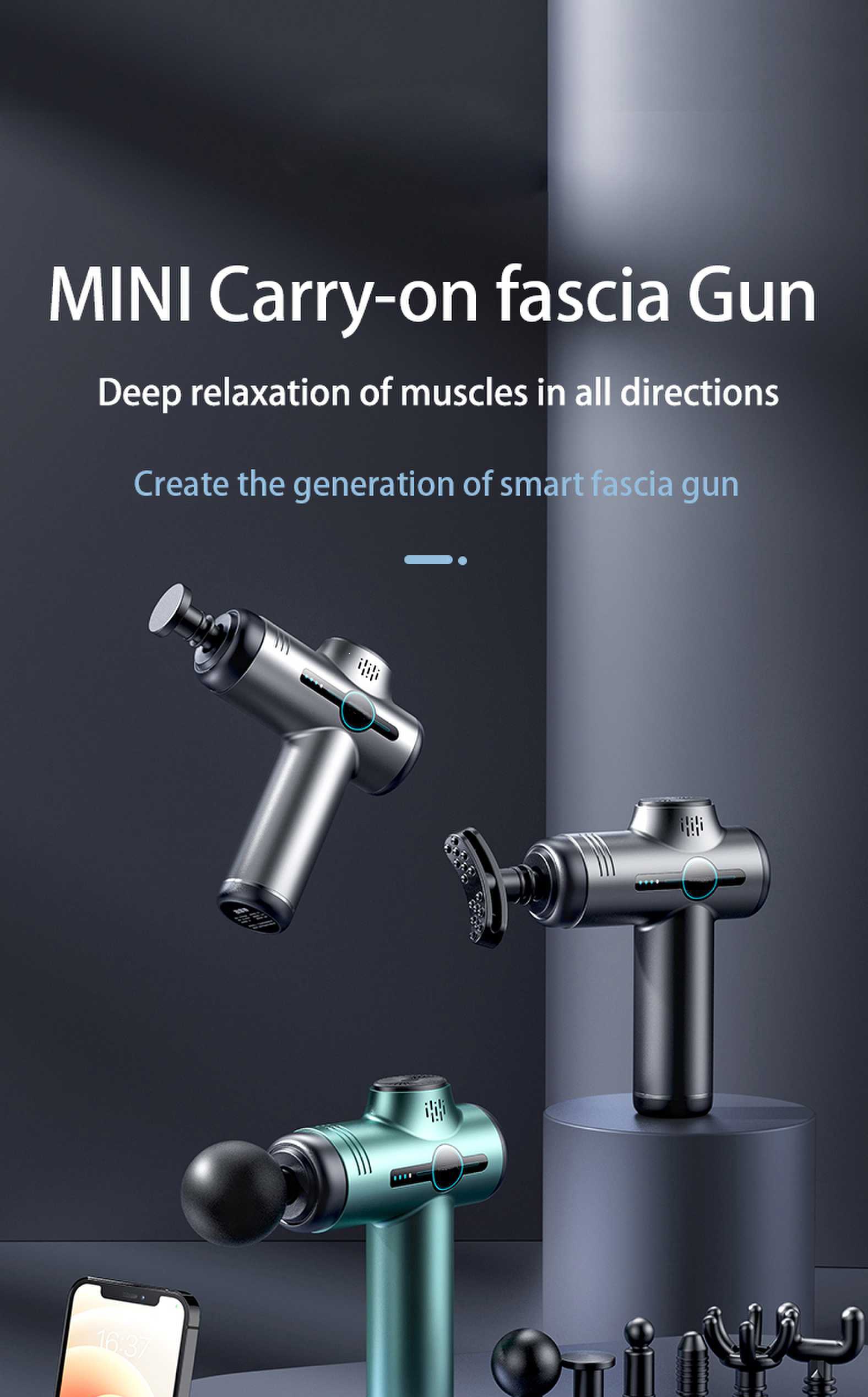 Fascia Gun Muscle Massager Mini Neck Gun Massage Gun Silent ...