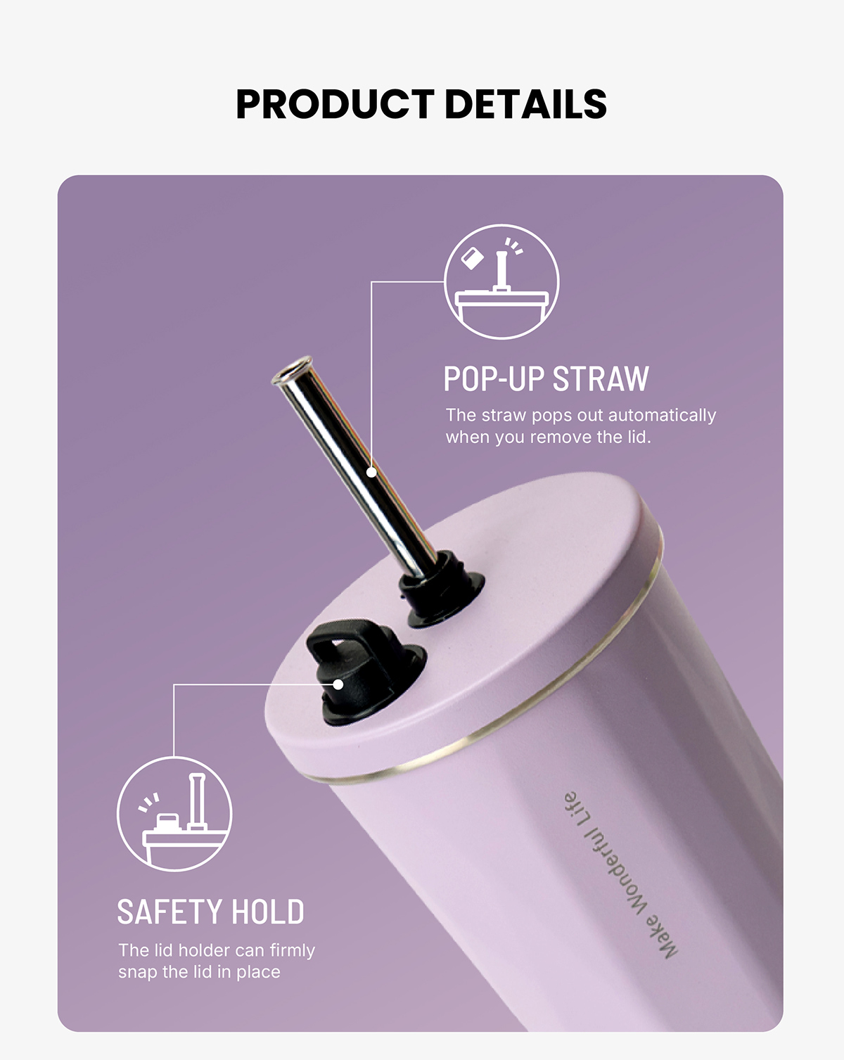 TYESO Vacuum Insulated Tumbler 600ml/20oz Keep Cold And Hot With Straw/Handle | Shopee Malaysia