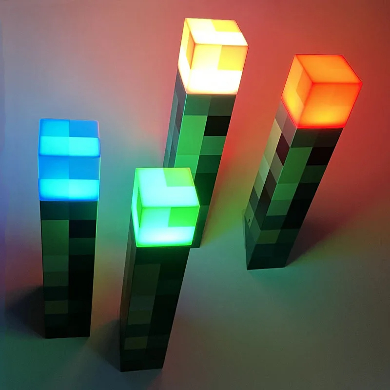 MC Game Minecraft Torch Lamp 4Colors LED Atmosphere Night Light Bedroom ...