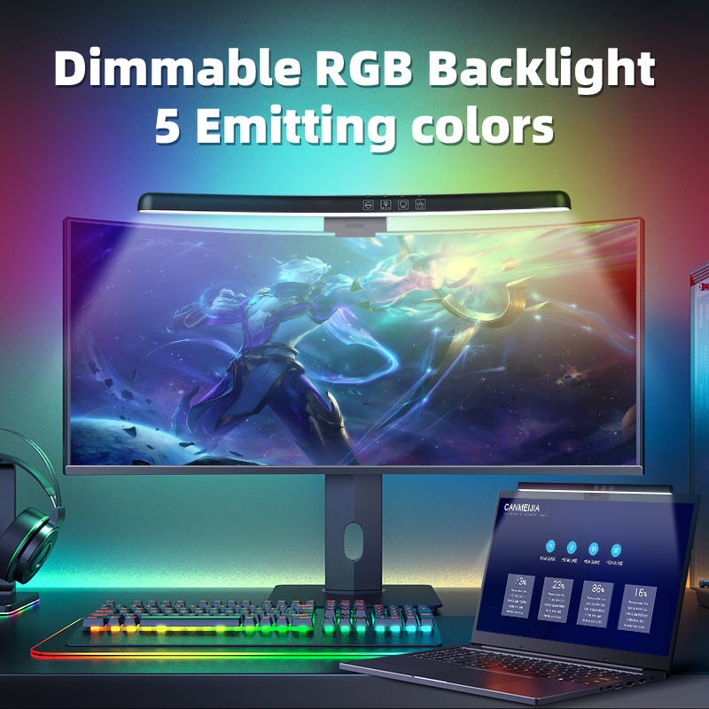 5 Colors Dimmable Monitor Light Bar RGB Lampu Monitor Curved Led Desk ...