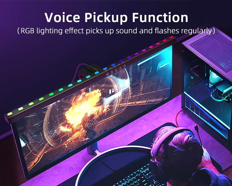 5 Colors Dimmable Monitor Light Bar RGB Lampu Monitor Curved Led Desk ...