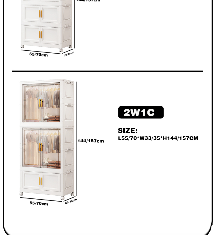 DR.STORAGE 55CM/70CM Large capacity Double Open Doors Wardrobe Storage ...