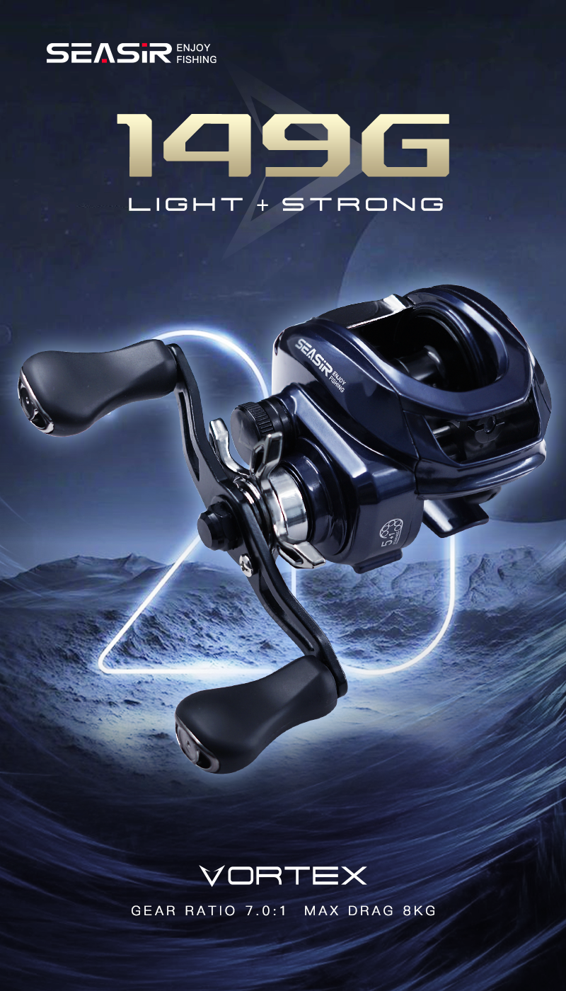 Seasir Vortex Baitcasting Fishing Reel 7.0:1 High Speed Gear Ratio 5+1BB Max Drag 8kg Fresh ...