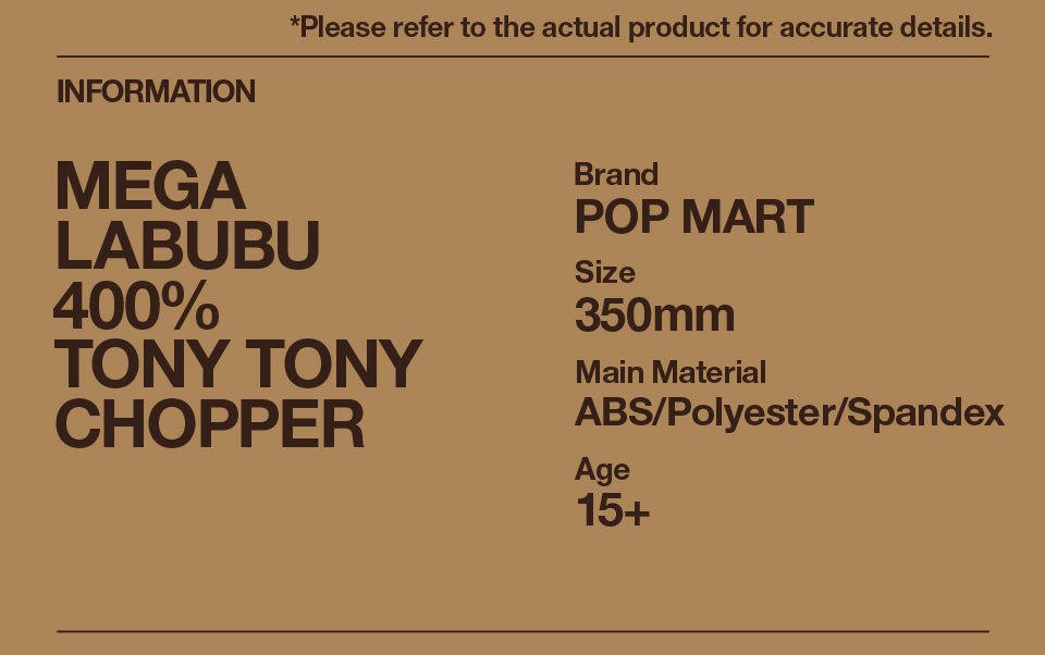 POP MART MEGA LABUBU 400% TONY TONY CHOPPER | Shopee Malaysia
