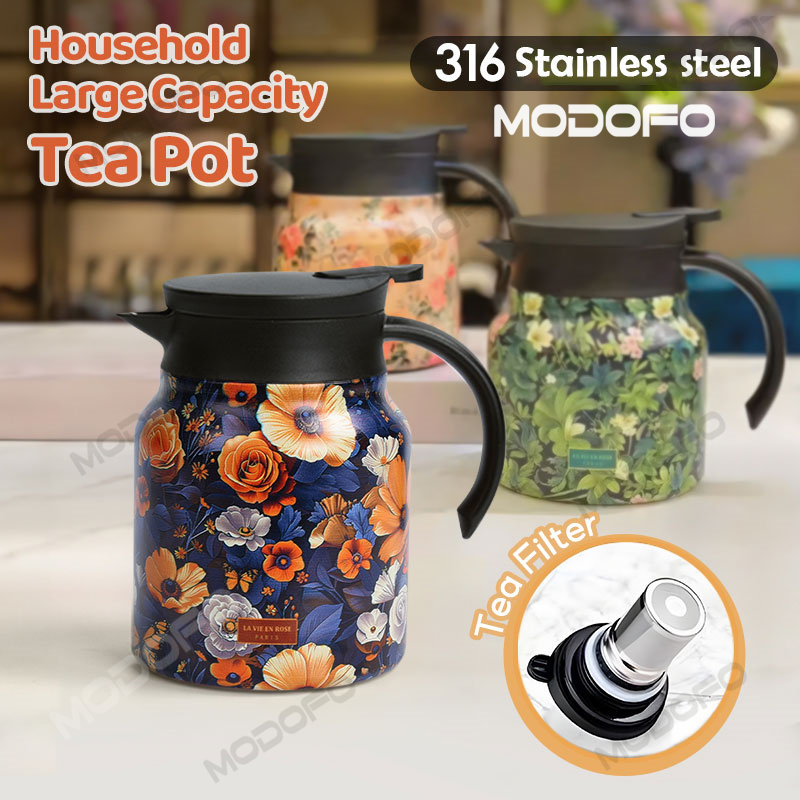 MODOFO 316 Thermos Stainless Steel Teapot Coffee Pot Thermal Insulation ...