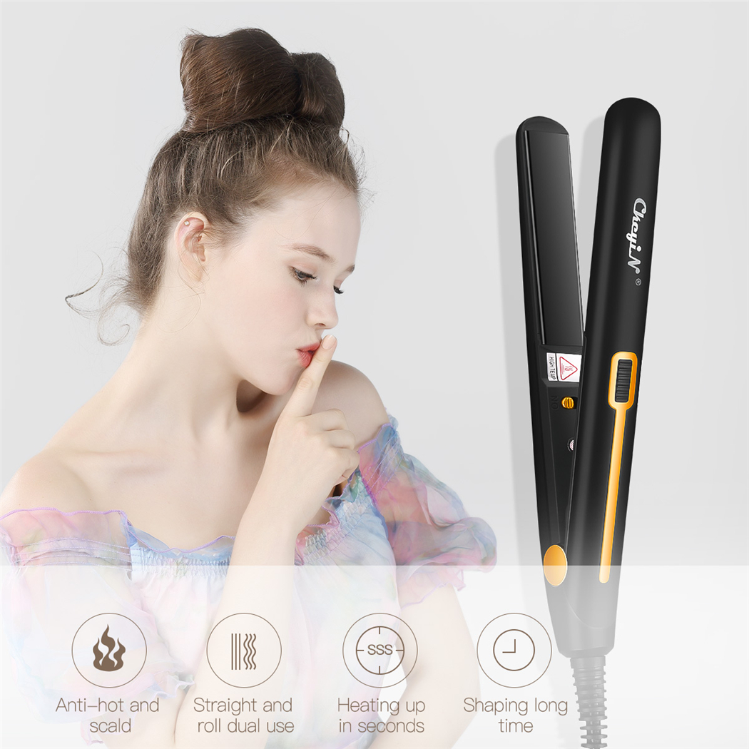 CkeyiN 2 in 1 Hair Iron Straightener Portable Mini Hair Curler Constant ...