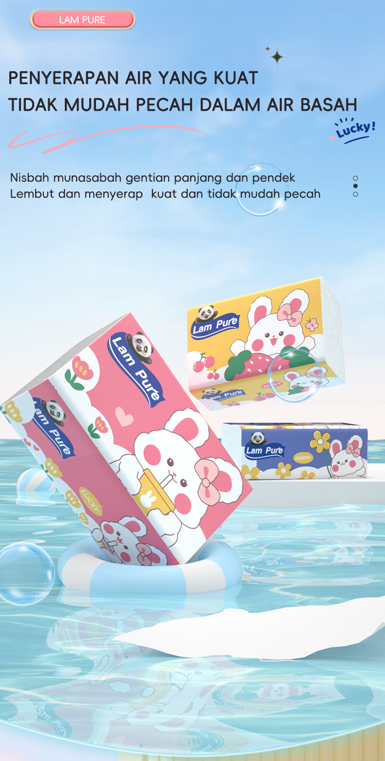 [12 PACKS] LamPure Facial Tissue Cute Rabbit Packaging 3 Colors 280 ...