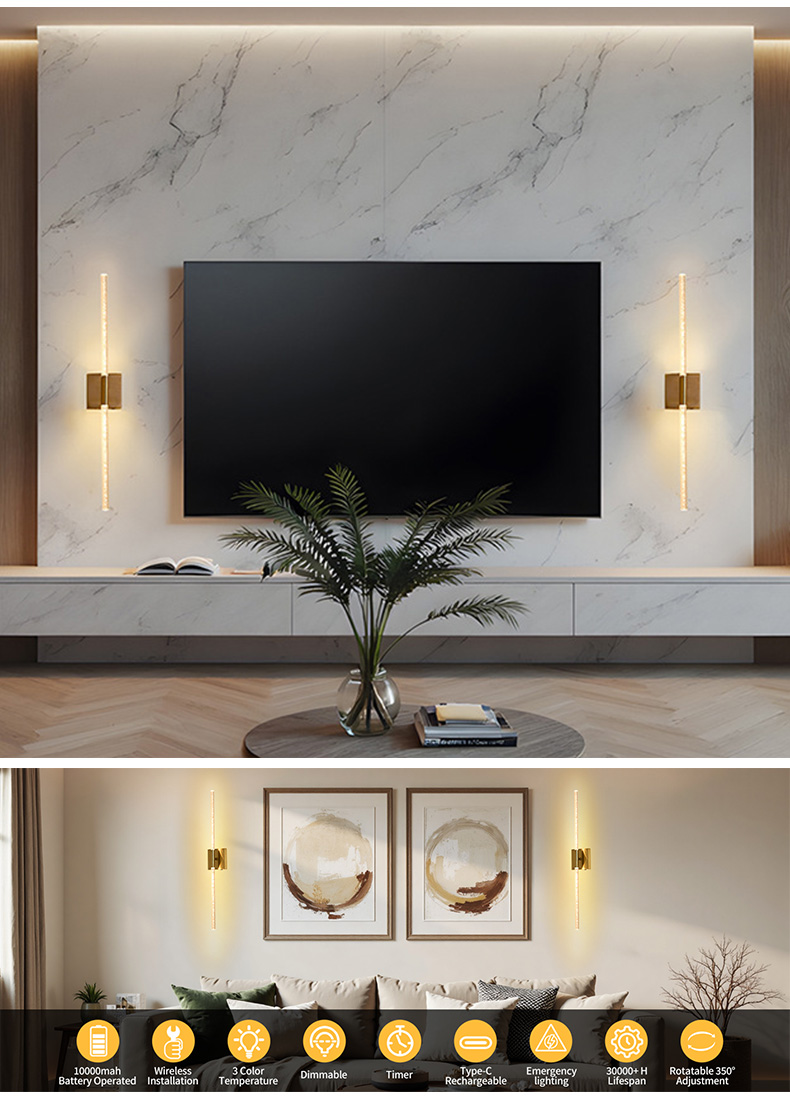 Wireless Wall Lamp Indoor With Remote Control Rechargeable Dimmable ...