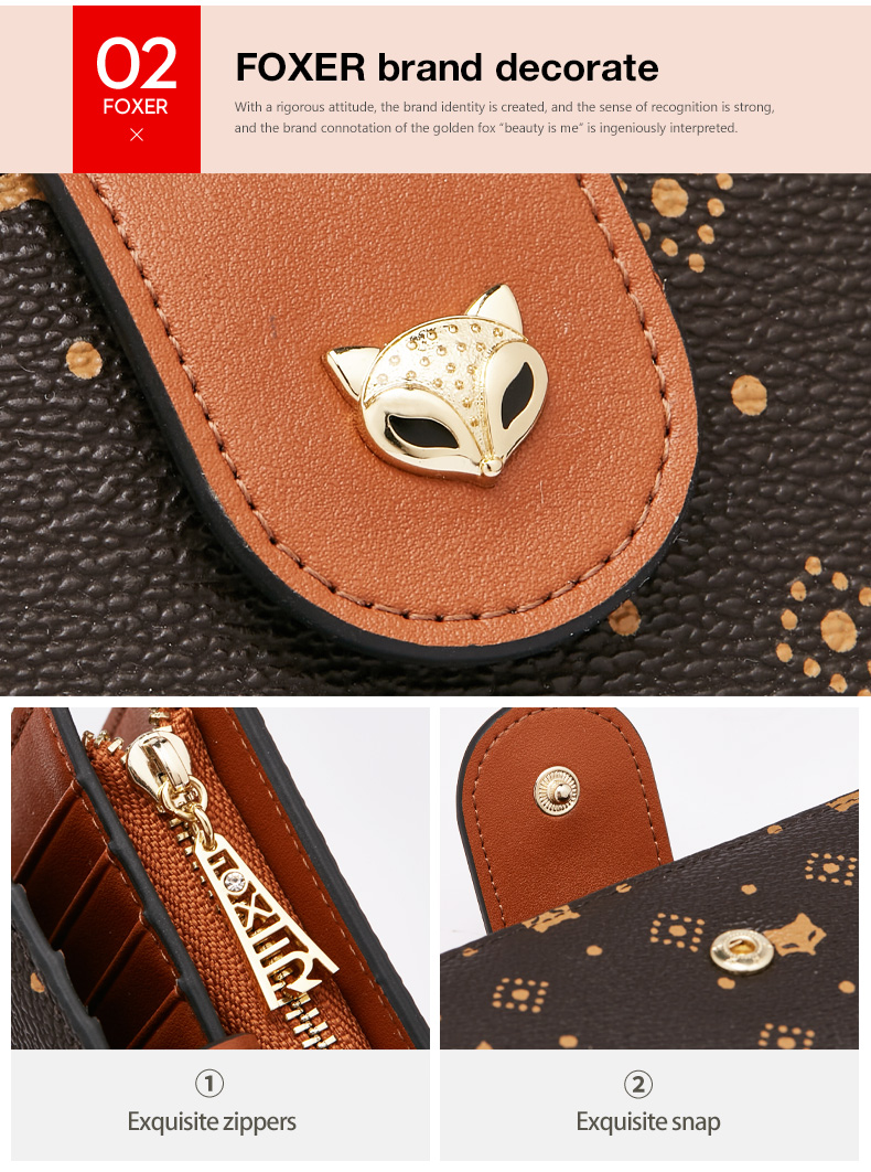 FOXER Women's Wallets Fashion Print Short Wallets Credit Card Holders ...