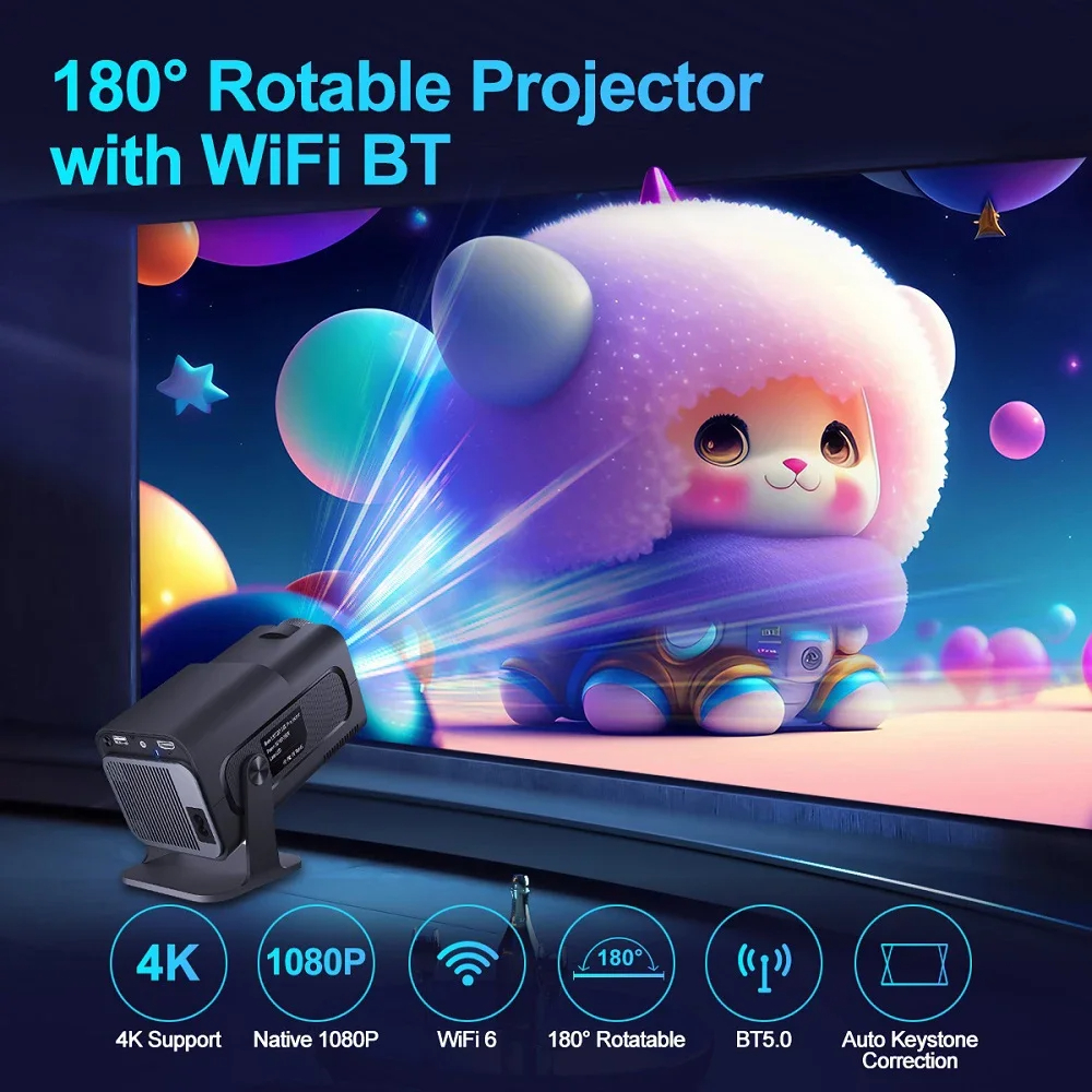 【Upgraded Version】Smart Projector HY320mini Hard Decoding 4K1080P Ultra ...
