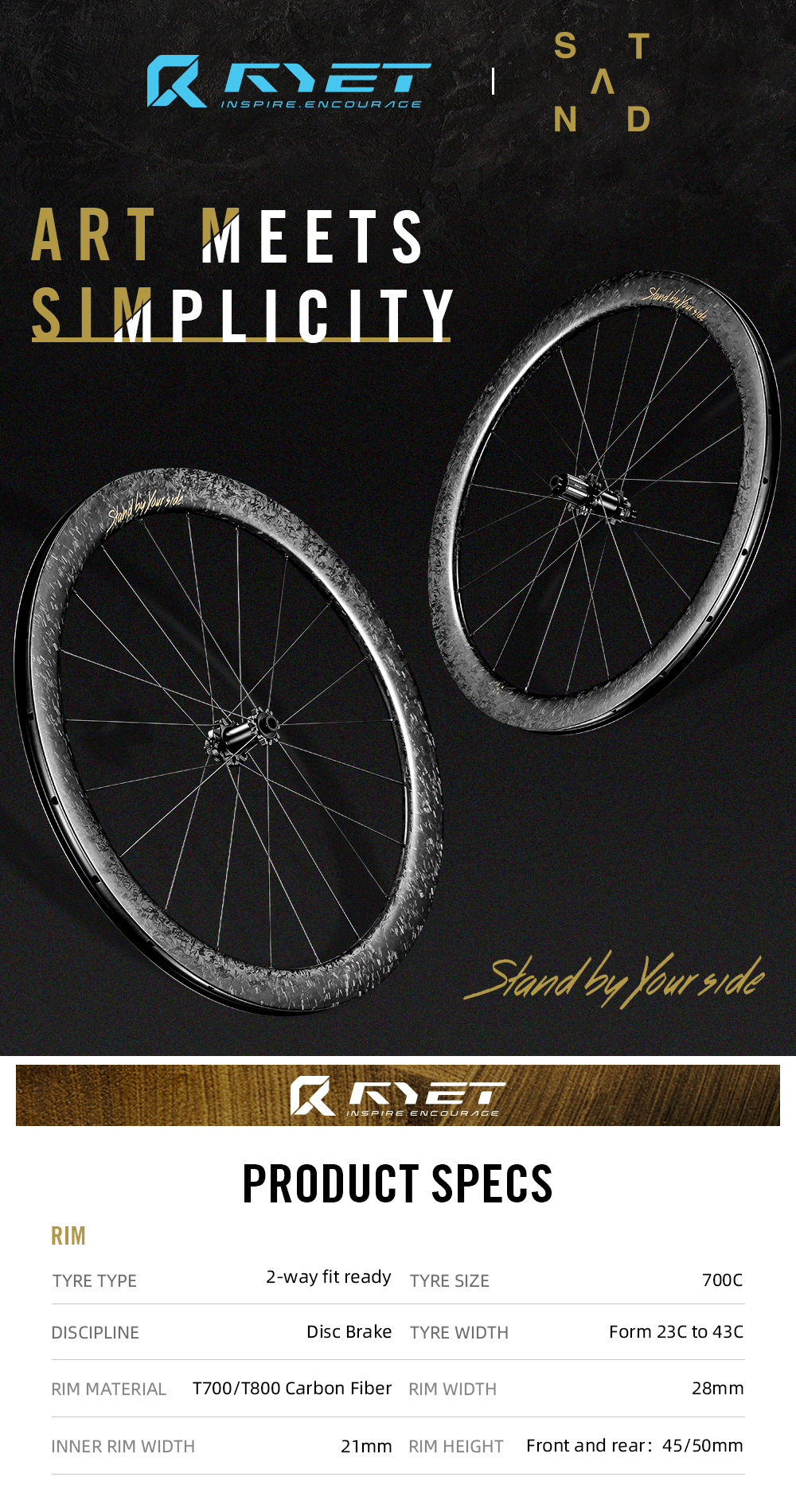 RYET Full Carbon Road Bike Wheels 36T Ratchet 21H Disc Brake CenterLock ...
