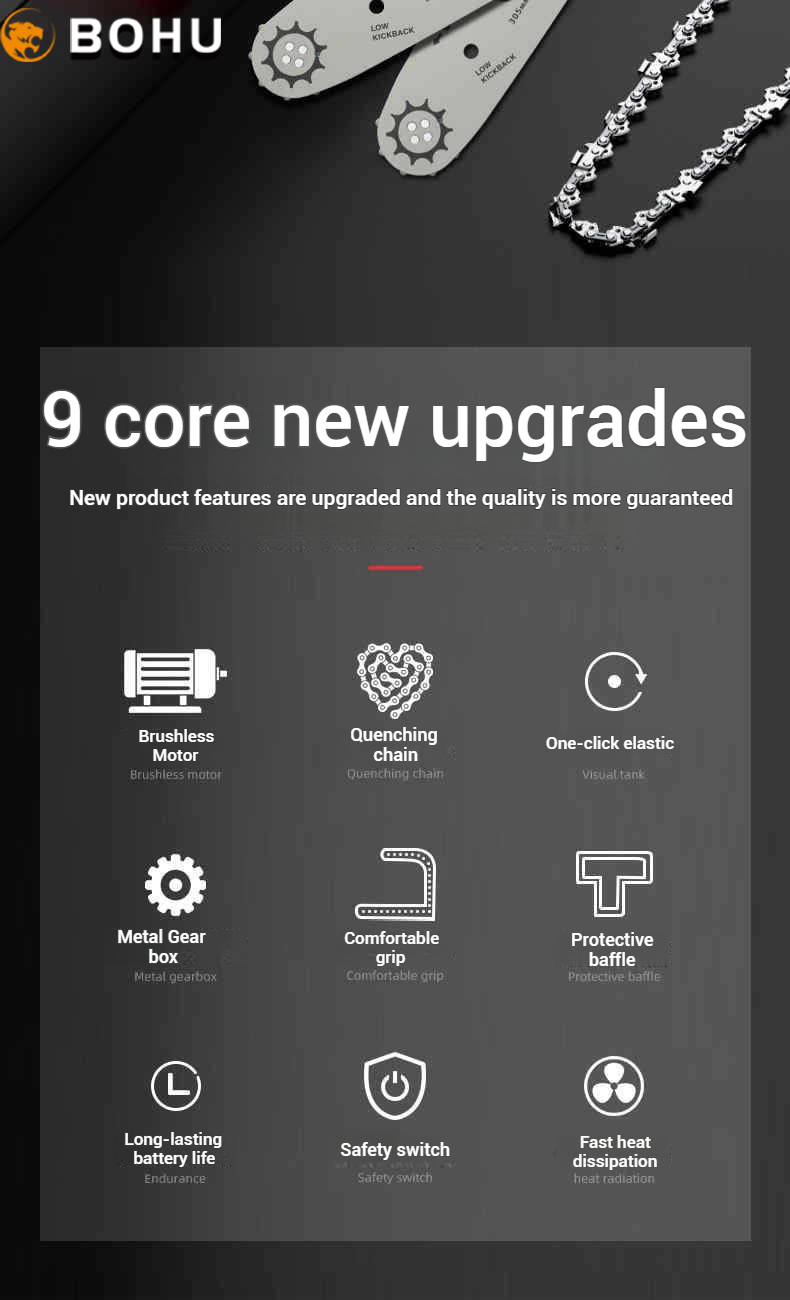 BOHU Cordless Saw Gergaji Tanpa Wayar Elektrik 12Inch Portable Chain ...