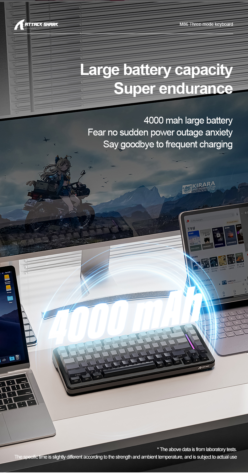 Attack Shark M86 Wireless Mechanical Keyboard 75% Hot swappable RGB GASKET Custom Gaming ...