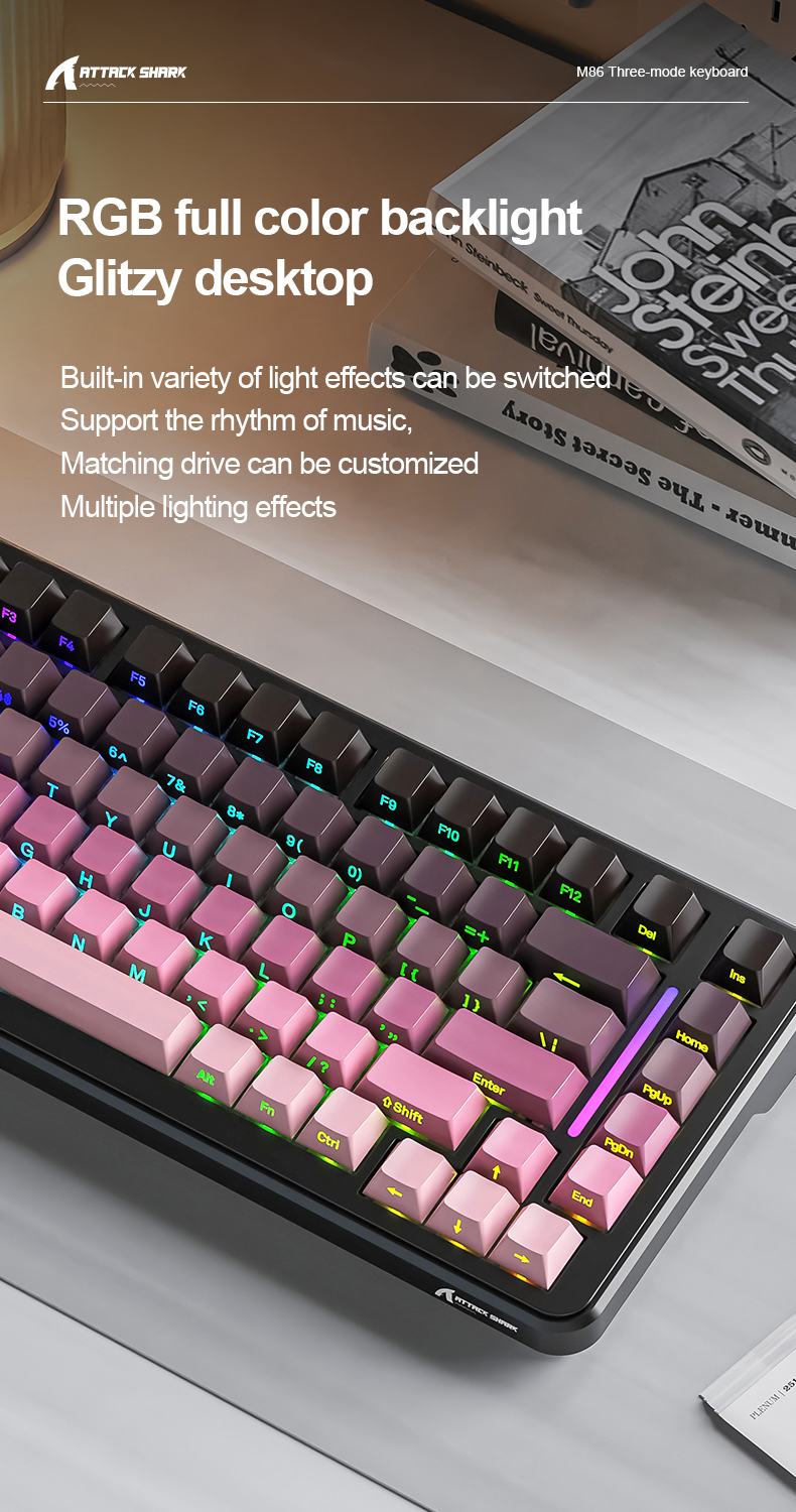 Attack Shark M86 Wireless Mechanical Keyboard 75% Hot swappable RGB GASKET Custom Gaming ...