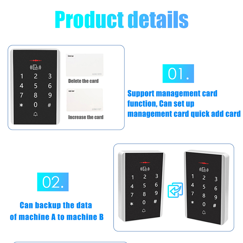 125Khz RFID Access Control Keypad digital panel Card Reader Door Lock ...