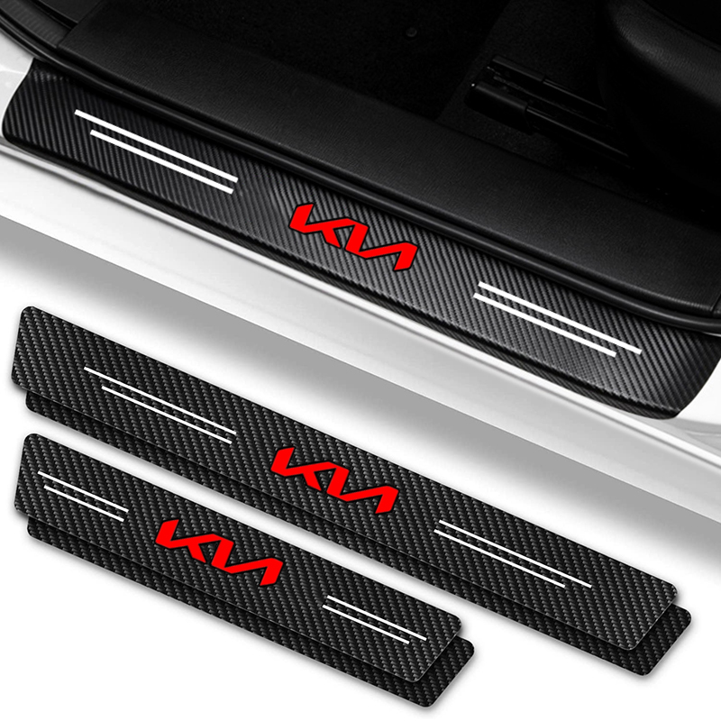 1/4Pcs Car Styling Threshold Strip Stickers Auto Carbon Fiber Anti ...