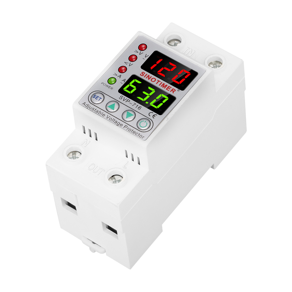 110VAC 120VAC 40A 63A Din Rail Dual Display Adjustable Over Voltage ...
