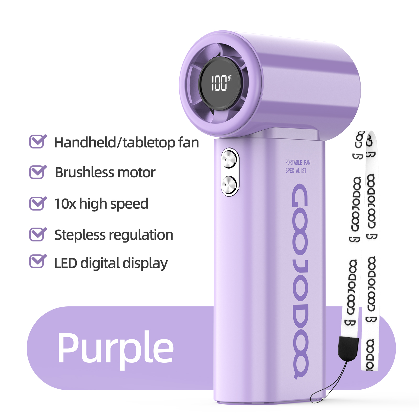 GOOJODOQ Mini Fan 4000mAh High Speed Fan Boost Wind Rechargeable ...