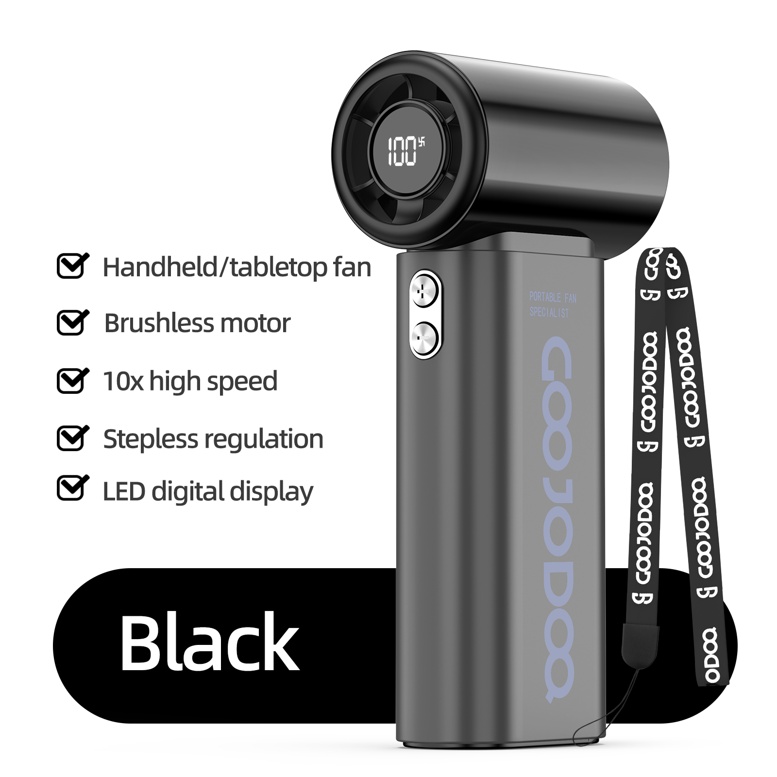 GOOJODOQ Mini Fan 4000mAh High Speed Fan Boost Wind Rechargeable ...