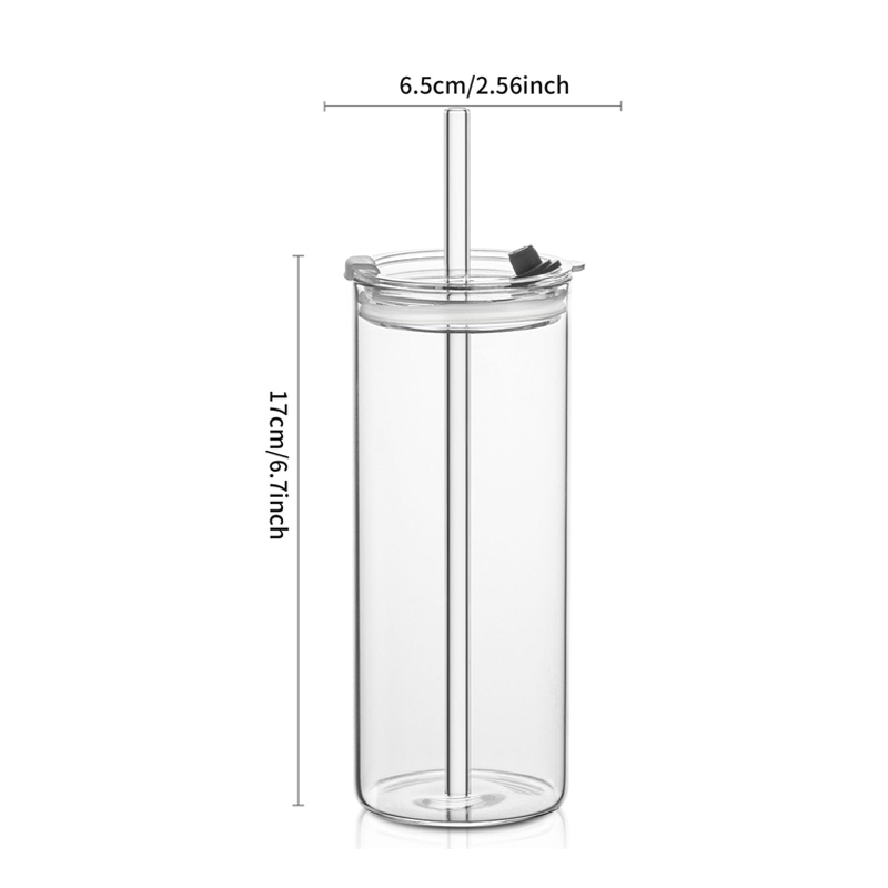 KEMORELA 6-Pack 18oz Large Round Glass Cups with Lids & Straws – Clear ...
