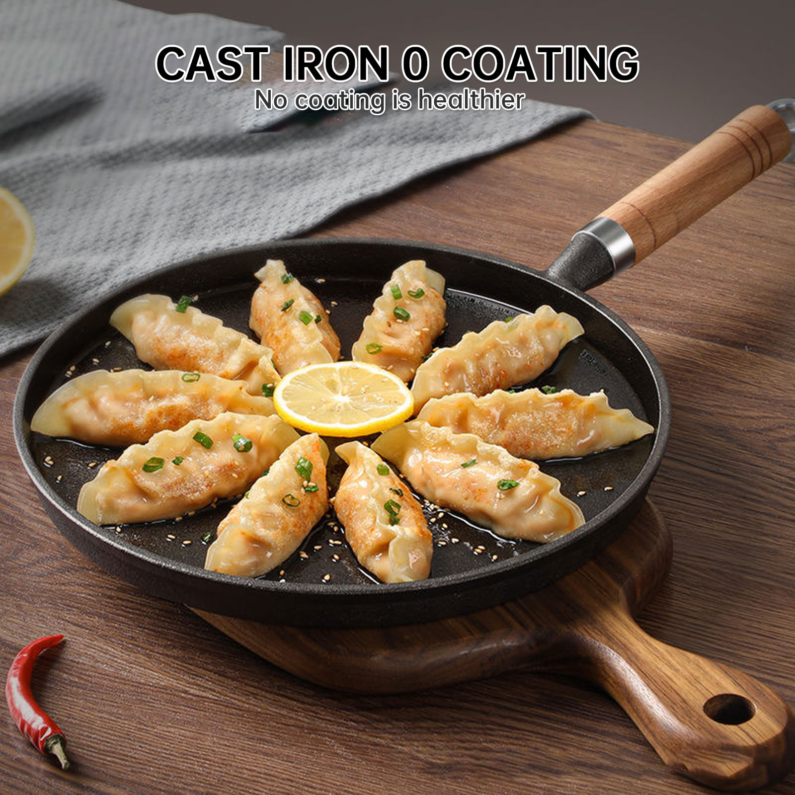 [Local delivery] 26cm Cast Iron Frying Pan With Handle Non Stick Frying ...