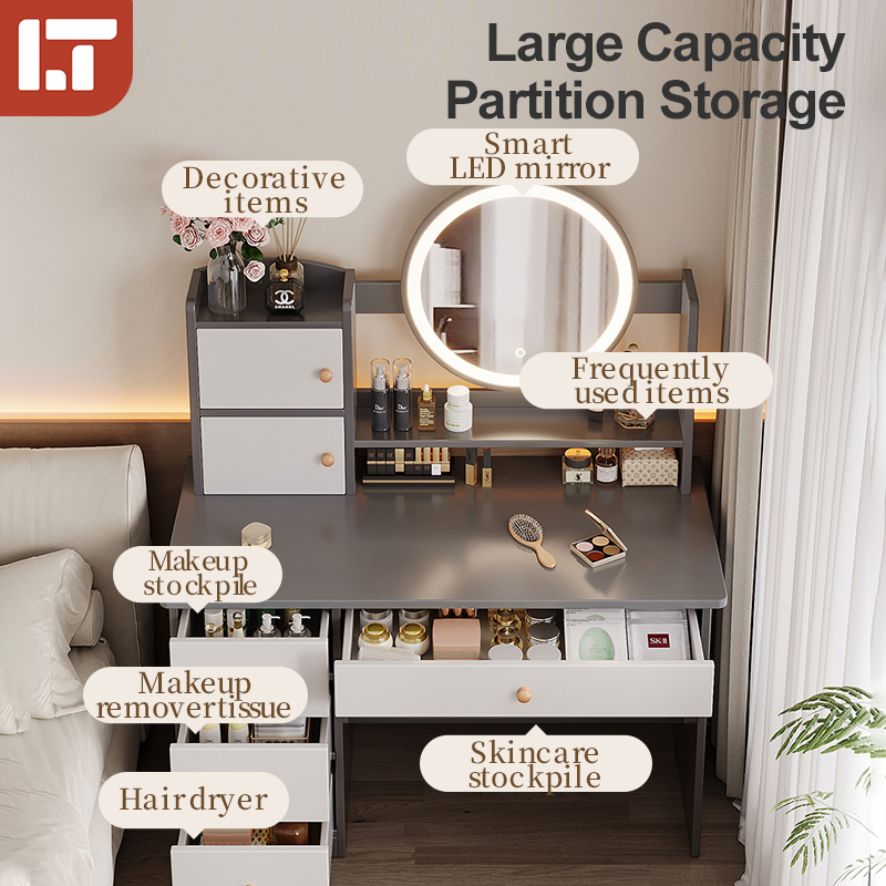 Dressing Table with Mirror Makeup Table Meja Solek Meja Makeup Cosmetic ...