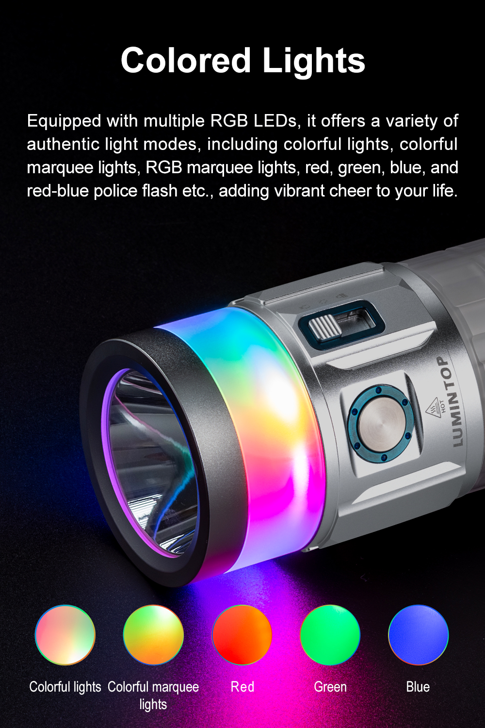 Lumintop Rainbow RGB light 46950 flashlight with camping lantern ...