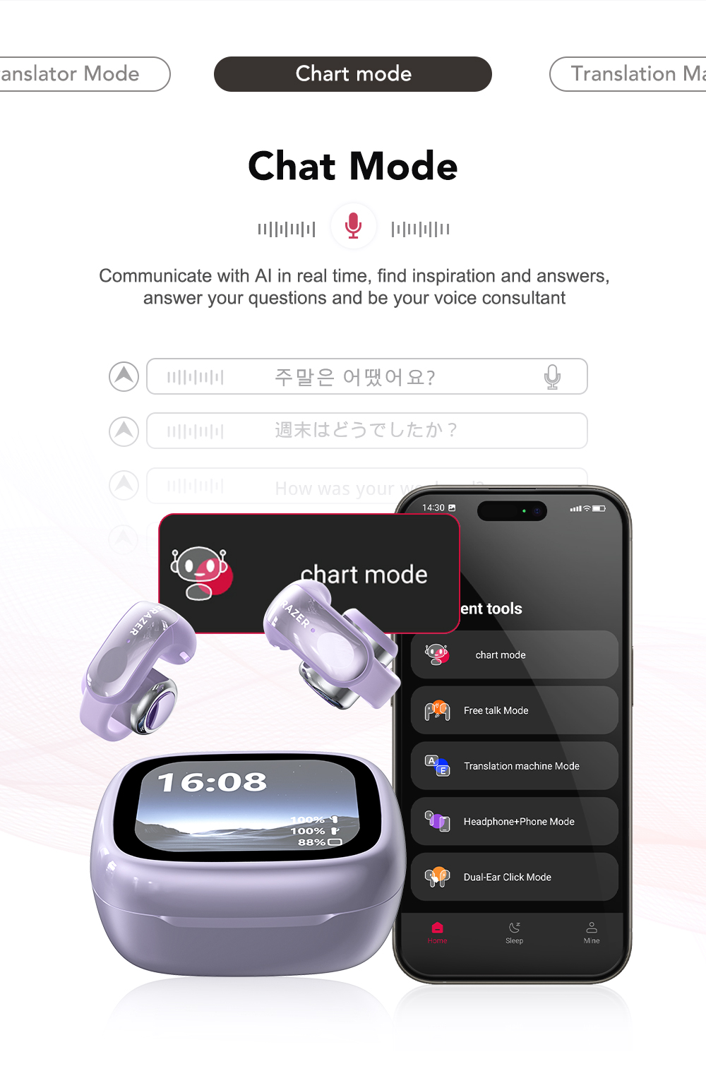 Lenovo ERAZER XF28 Al Translator Earbud Wireless Earphone Bluetooth 6.0 ...