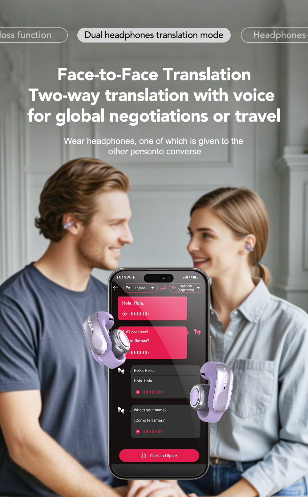 Lenovo ERAZER XF28 Al Translator Earbud Wireless Earphone Bluetooth 6.0 ...