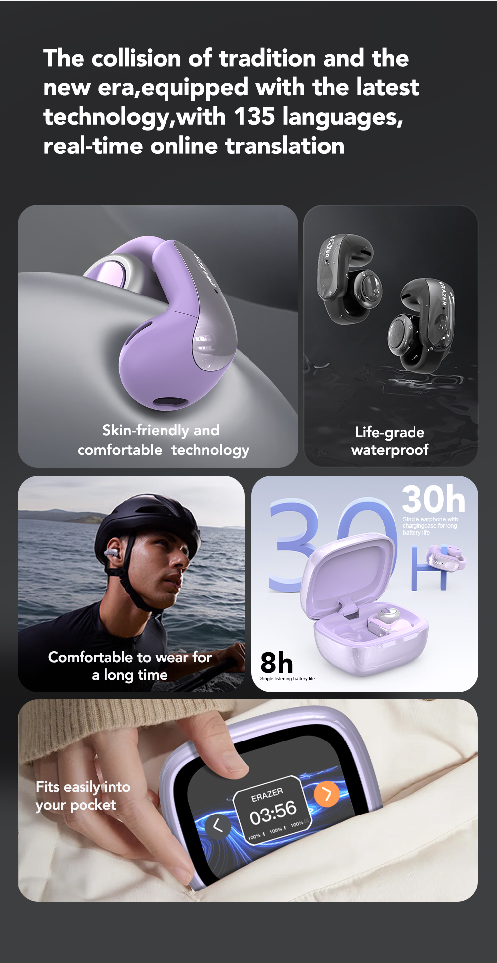 Lenovo ERAZER XF28 Al Translator Earbud Wireless Earphone Bluetooth 6.0 ...